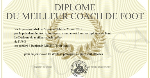 Diplome du meilleur coach de foot