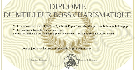 diplome du Meilleur Boss Charismatique