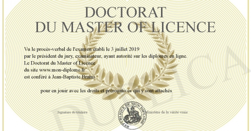 Doctorat du Master of Licence