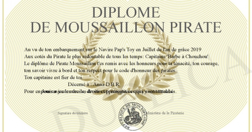 Diplome de Moussaillon Pirate
