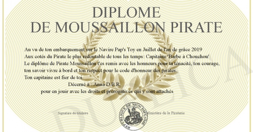 Diplome de Moussaillon Pirate