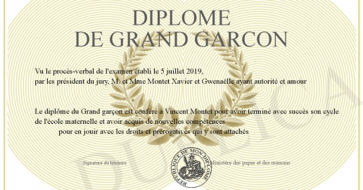 Diplome de Grand Garcon