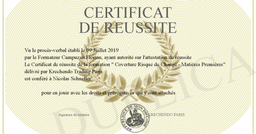 Certificat de reussite
