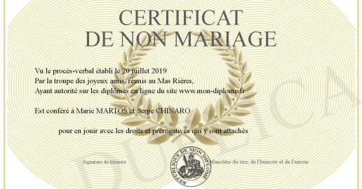 CERTIFICAT DE NON MARIAGE