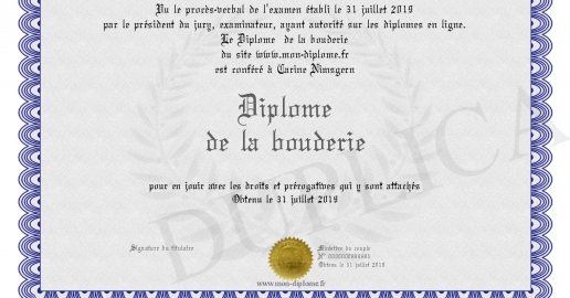 Diplome de la bouderie