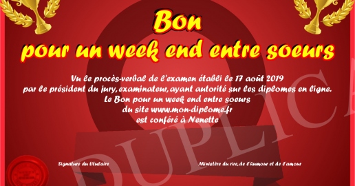 Bon pour un week end entre soeurs