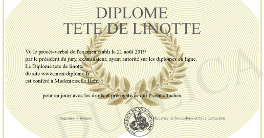 Diplome tete de linotte