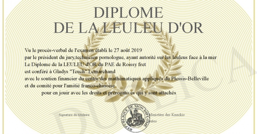 Diplome de la LEULEU d OR