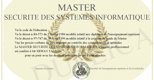 MASTER SECURITE DES SYSTEMES INFORMATIQUE