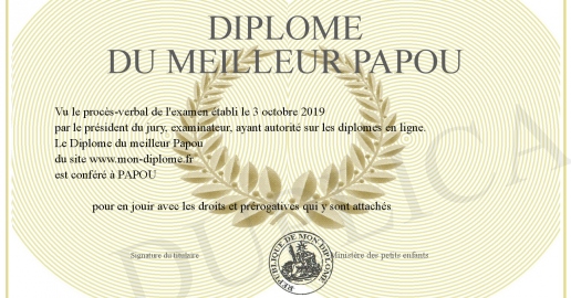 Diplome du meilleur Papou