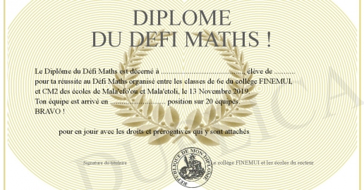 Diplome du defi maths