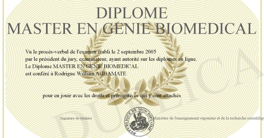 Diplome MASTER EN GENIE BIOMEDICAL
