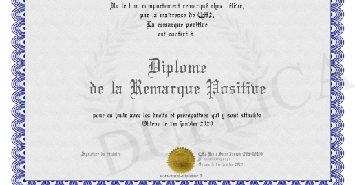 Diplome de la Remarque Positive