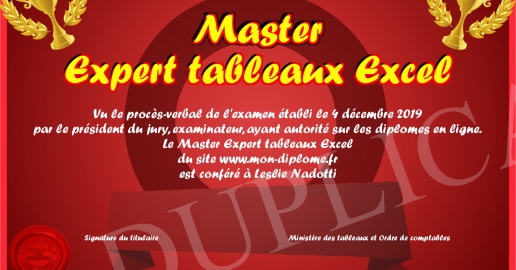 Master Expert tableaux Excel