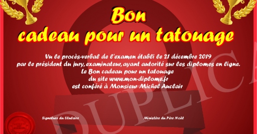 Bon cadeau pour un tatouage