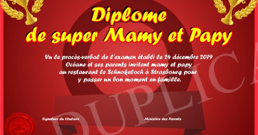 Diplome de super Mamy et Papy
