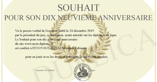 Souhait pour son dix neuvieme anniversaire
