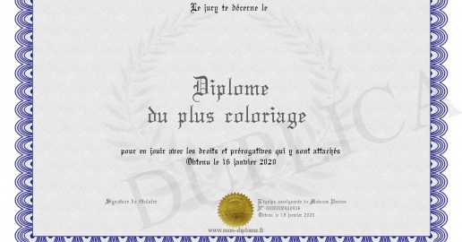 Diplome du plus coloriage