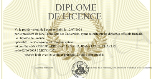 Diplome de Licence