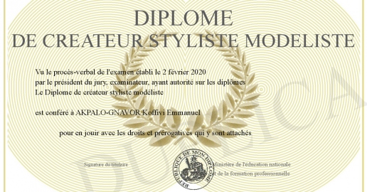 Diplome de createur styliste modeliste