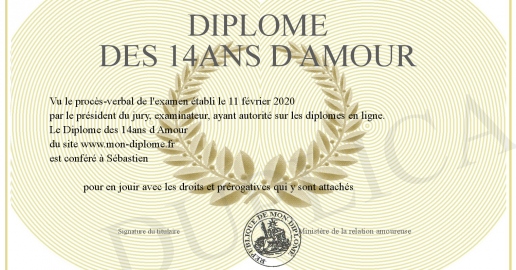 Diplome des 14ans d Amour
