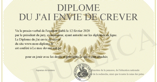 Diplome du j ai envie de crever