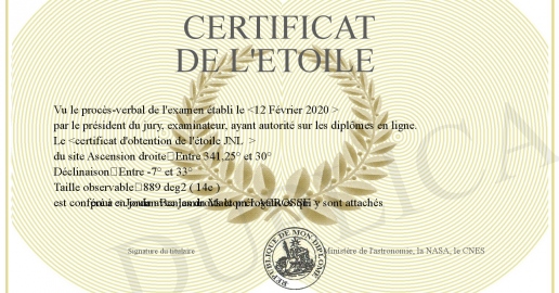 Certificat de l etoile