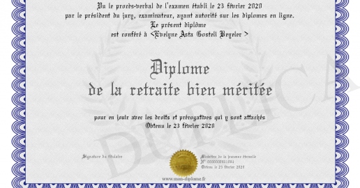 Diplome de la retraite bien meritee