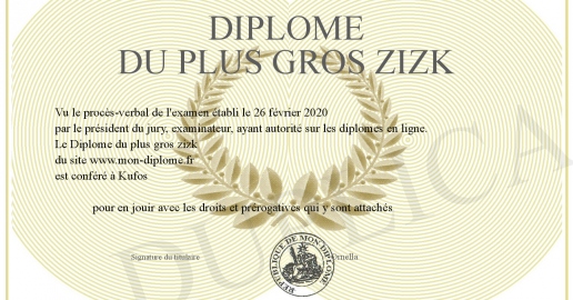 Diplome du plus gros zizk