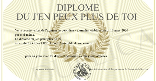 Diplome du J en peux plus de TOI