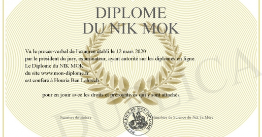 Diplome du NIK MOK