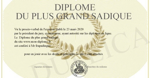Diplome du plus grand sadique