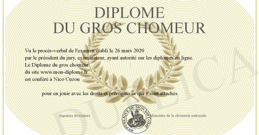 Diplome du gros chomeur