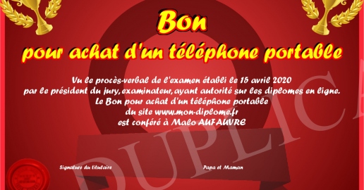 Bon pour achat d un telephone portable