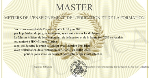 Master Metiers de l enseignement de l education et de la formation