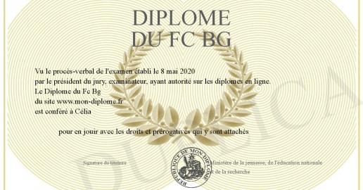 Diplome du Fc Bg