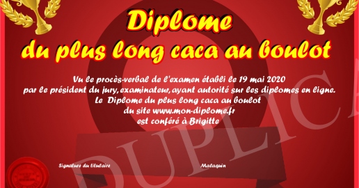 Diplome du plus long caca au boulot