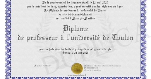 Diplome de professeur a l'universite de Toulon