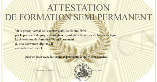 Attestation de formation Semi Permanent