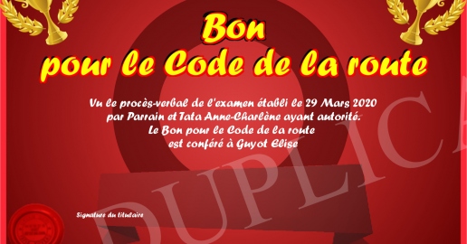 Bon pour le Code de la route