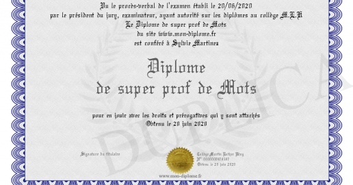 Diplome de super prof de Mots