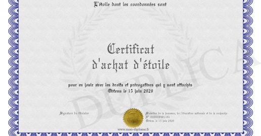 Certificat d achat d etoile