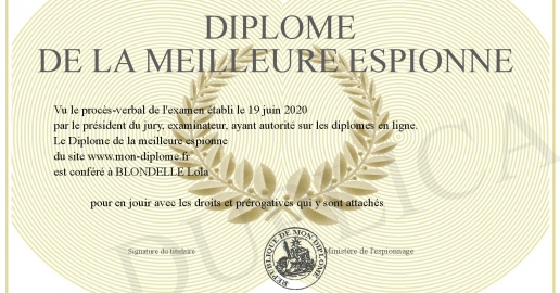 Diplome de la meilleure espionne