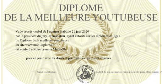 Diplome de la meilleure youtubeuse
