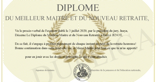 Diplome du Meilleur Maitre et du Nouveau Retraite