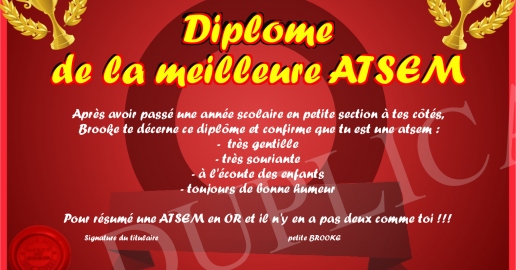 Diplome de la meilleure ATSEM