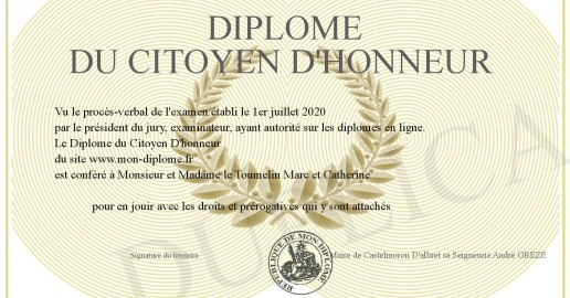 Diplome du Citoyen D honneur