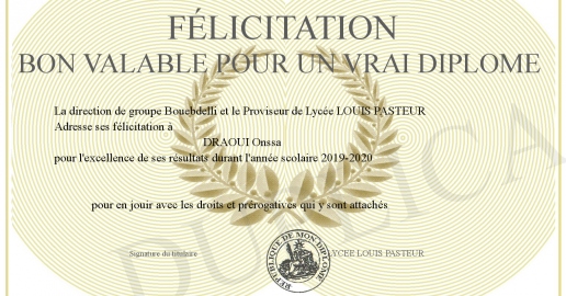 FÉLICITATION Bon valable pour un vrai diplome