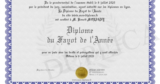 Diplome du Fayot de l Annee
