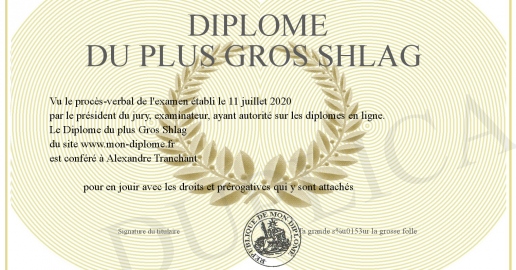 Diplome du plus Gros Shlag